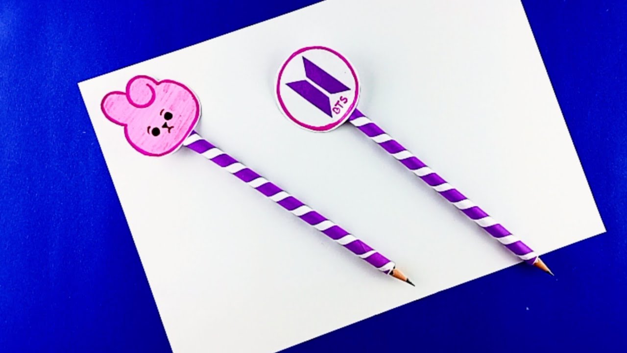 How to make BTS pen topper / school craft / easy paper craft / pencil ...
