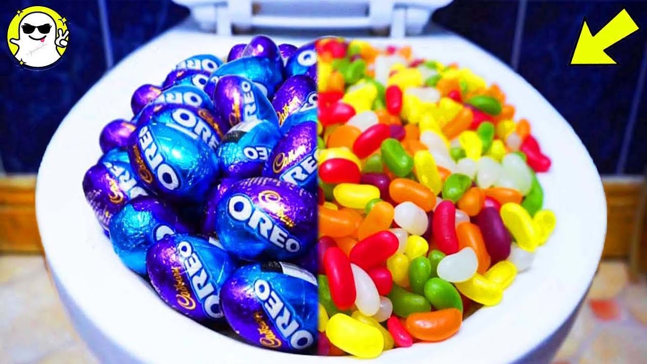 Will it Flush? Lots Of Cadbury Oreo Egg & Jelly Beans - YouTube