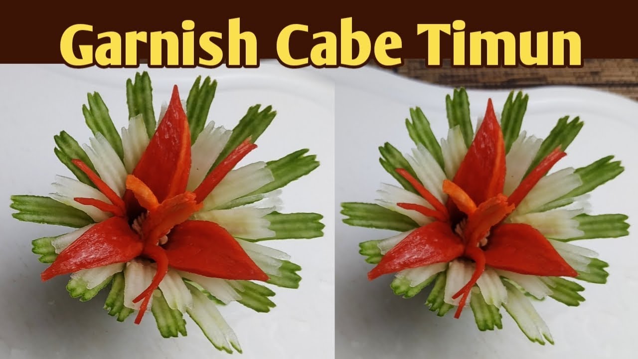 GARNISH BUNGA DARI CABE DAN TIMUN‼️HIASAN UNTUK TUMPENG// VEGETABLE FLOWER GARNISH CARVING - YouTube