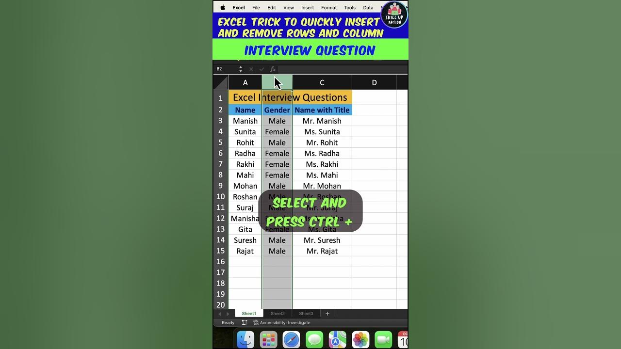 Quickly insert rows & columns #excel #shorts - YouTube