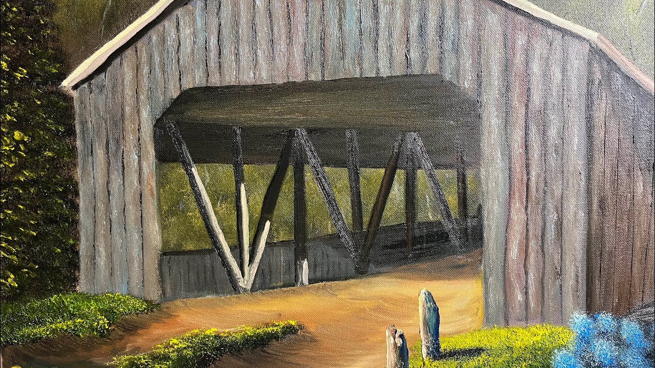 How to paint a covered bridge-tutorial-for beginner and intermediate ...