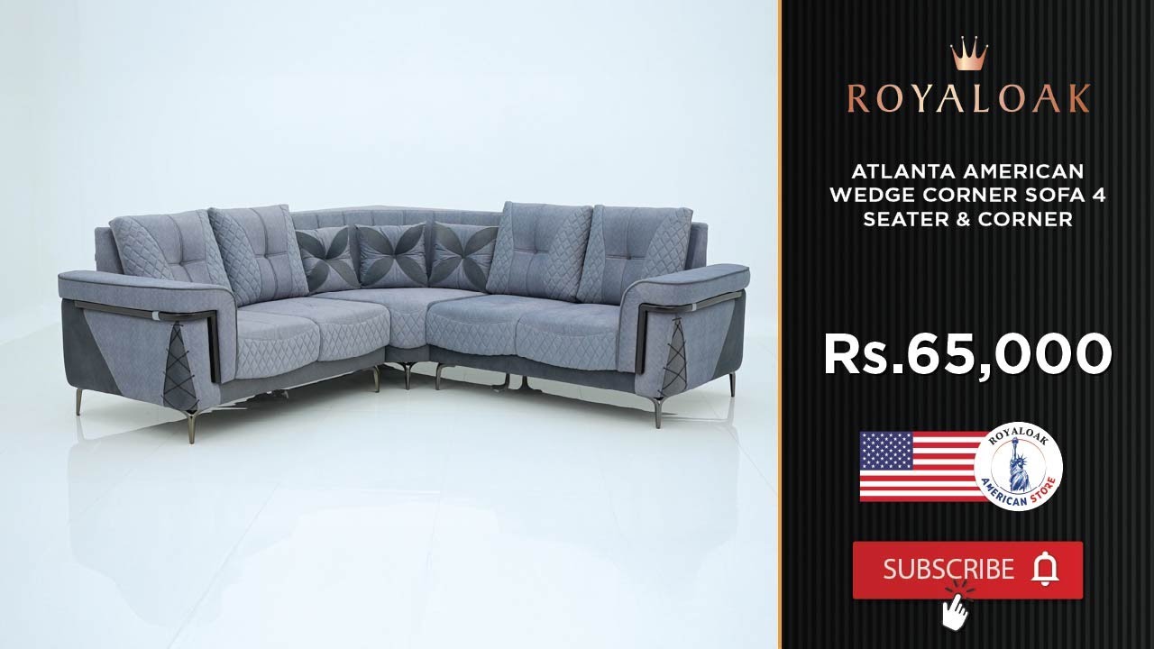 Royaloak | Atlanta American Wedge Corner Sofa 4 Seater & Corner - YouTube