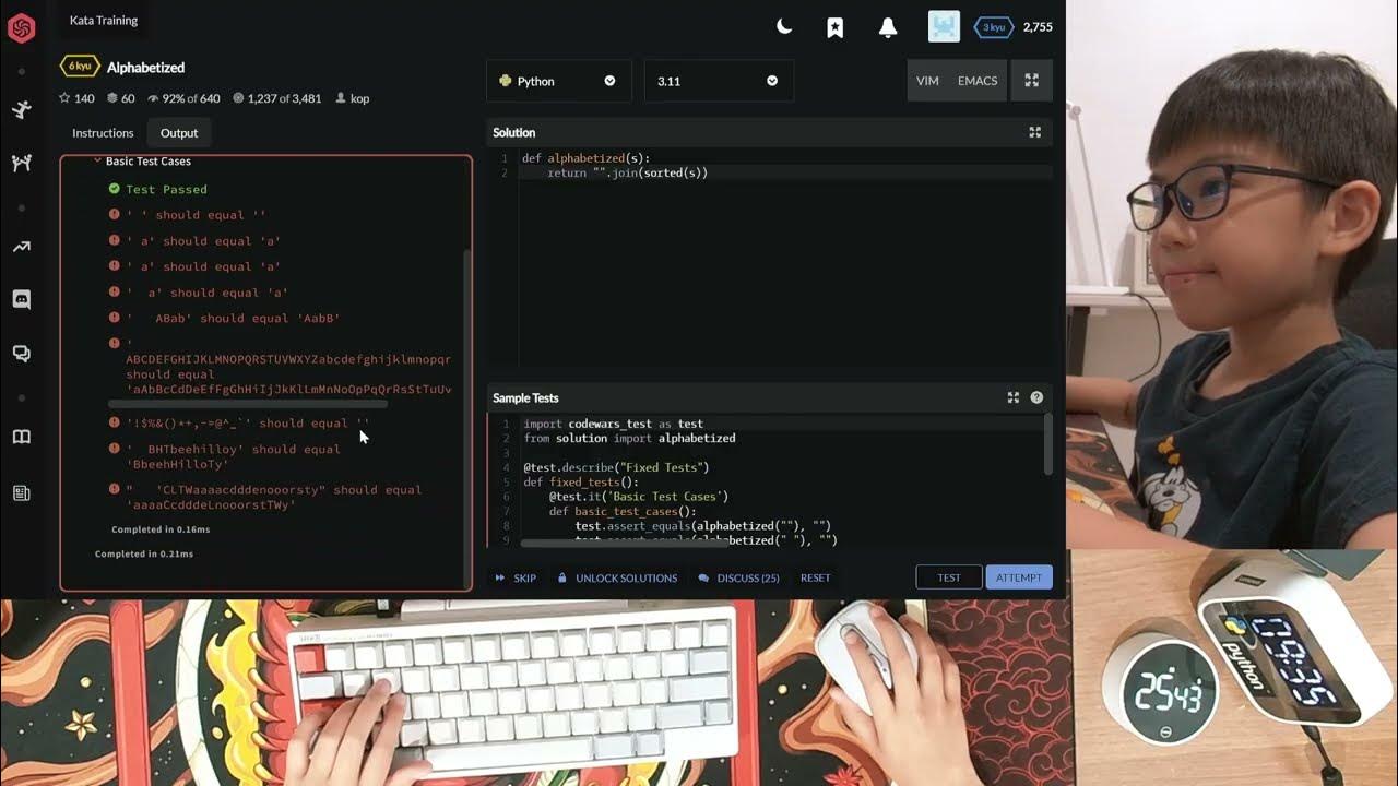 Codewars | Python | HHKB keyboard | 40 min real time | no talking | EP-77 - YouTube