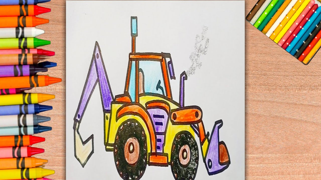 How to draw a JCB ll JCB drawing easy step by step ll - YouTube
