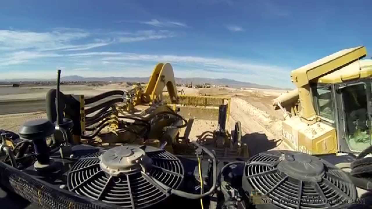 CAT 631K scraper (cab view) - YouTube