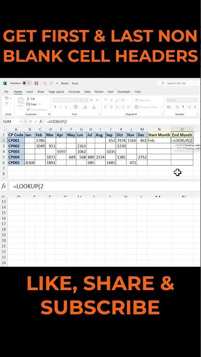 #shorts | Get First and Last Non-Blank Cells Headers in Excel - YouTube