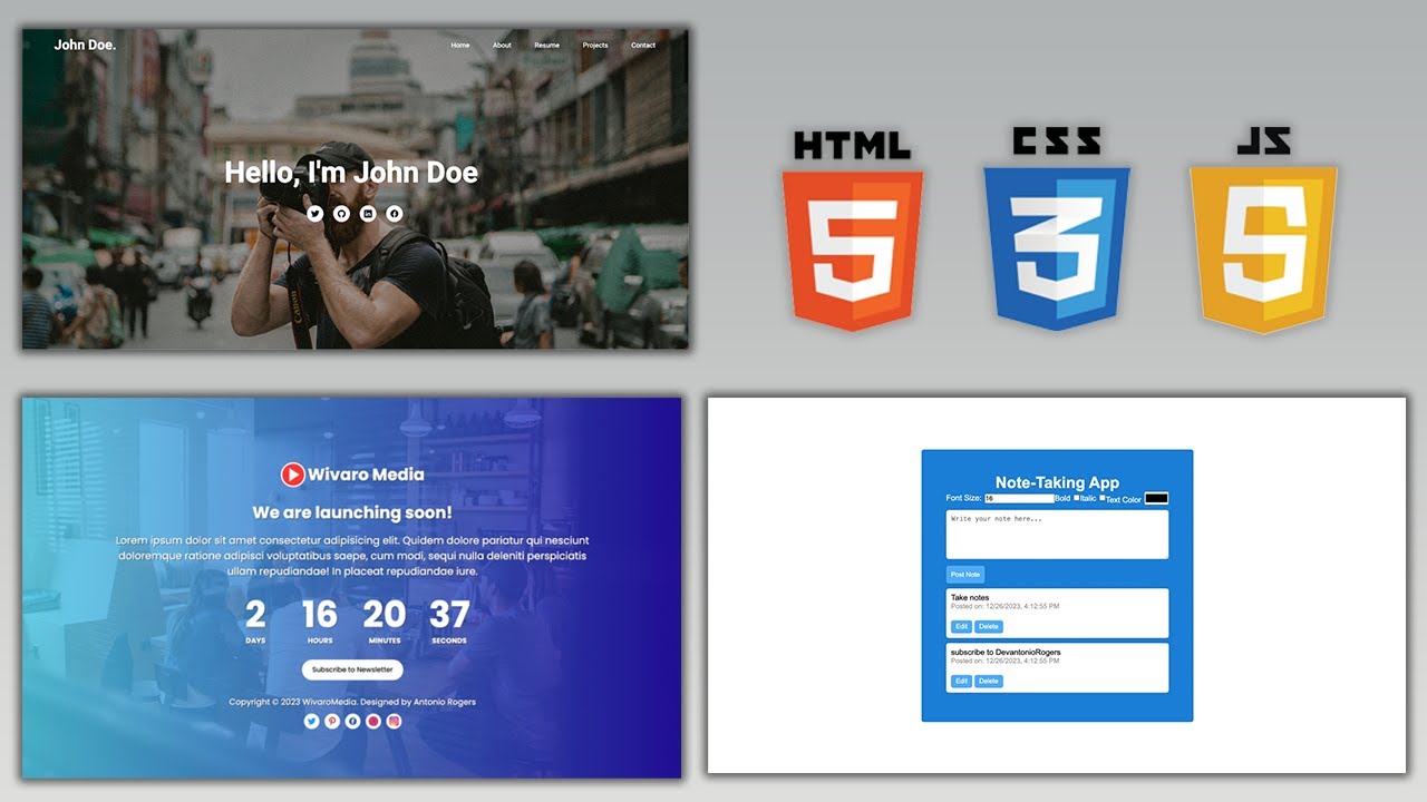 Lets Build 3 Html Css And Javascript Projects Beginner Friendly 3376