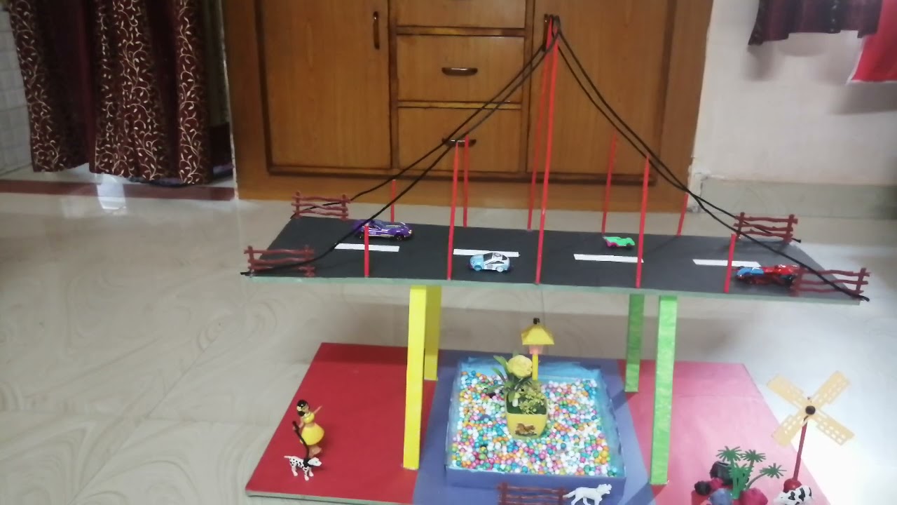 A great project of Suspension bridge for kids and for class 4 - YouTube