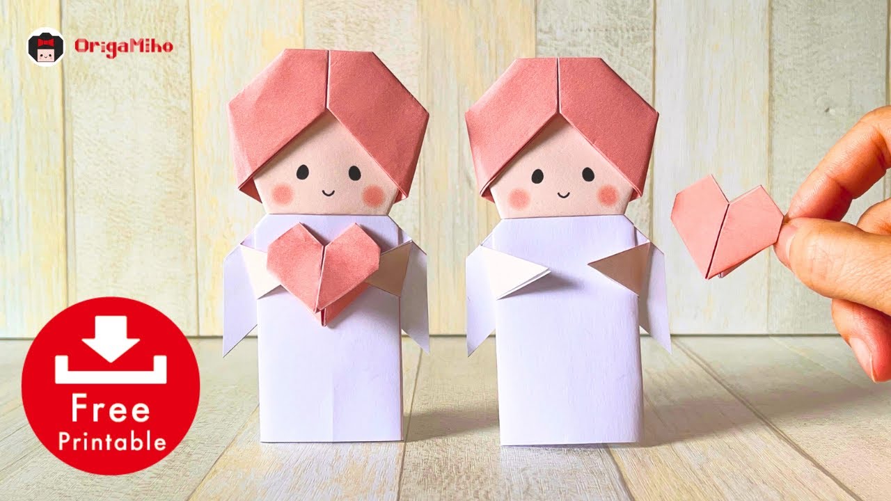 Valentine's day craft. How to make an origami angel with a heart. Easy ...