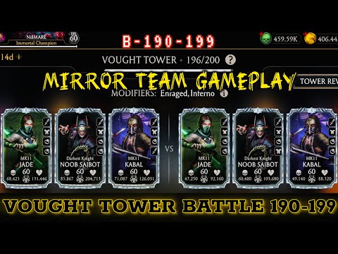Mirror Team Gameplay | Vought Tower Battle 190-199 Mortal Kombat Mobile