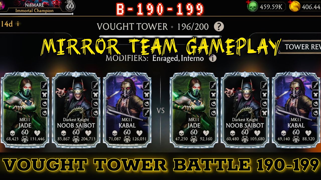 Mirror Team Gameplay | Vought Tower Battle 190-199 Mortal Kombat Mobile ...