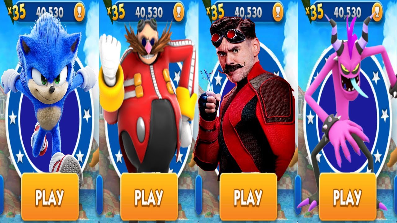 Sonic Dash vs All Playable Bosses - Movie Sonic vs Robotnik Zazz Eggman ...