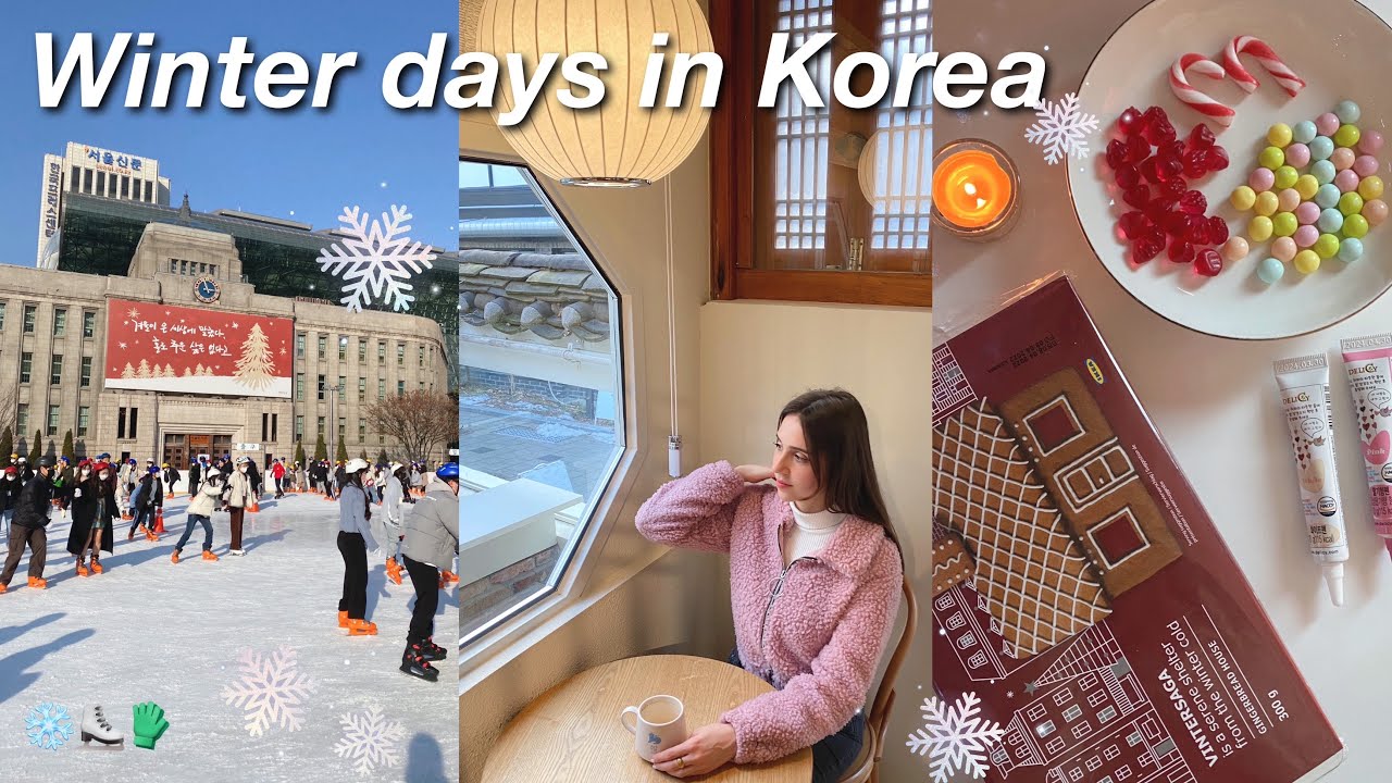 WINTER IN KOREA ️ ice skating at Seoul plaza, making gingerbread house ...