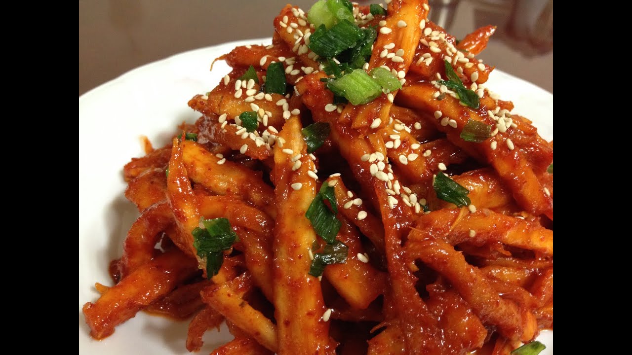 #314-1 deodeok salad - 더덕무침 - YouTube