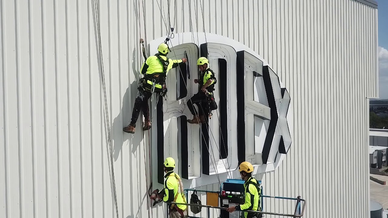 Ardex sign install with G&S Abseiling - YouTube