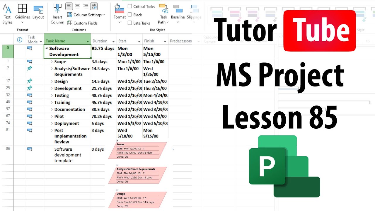 Microsoft Project - Lesson 85 - Enabling Slacks and Slack Details - YouTube