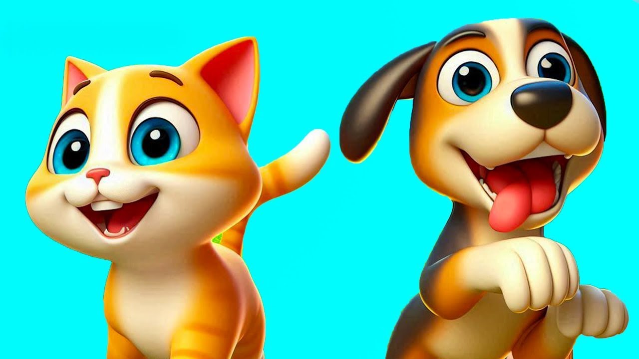 Gato y perro juegan en el parque. ¡Miau miau! ¡Guau guau! - Canciones ...
