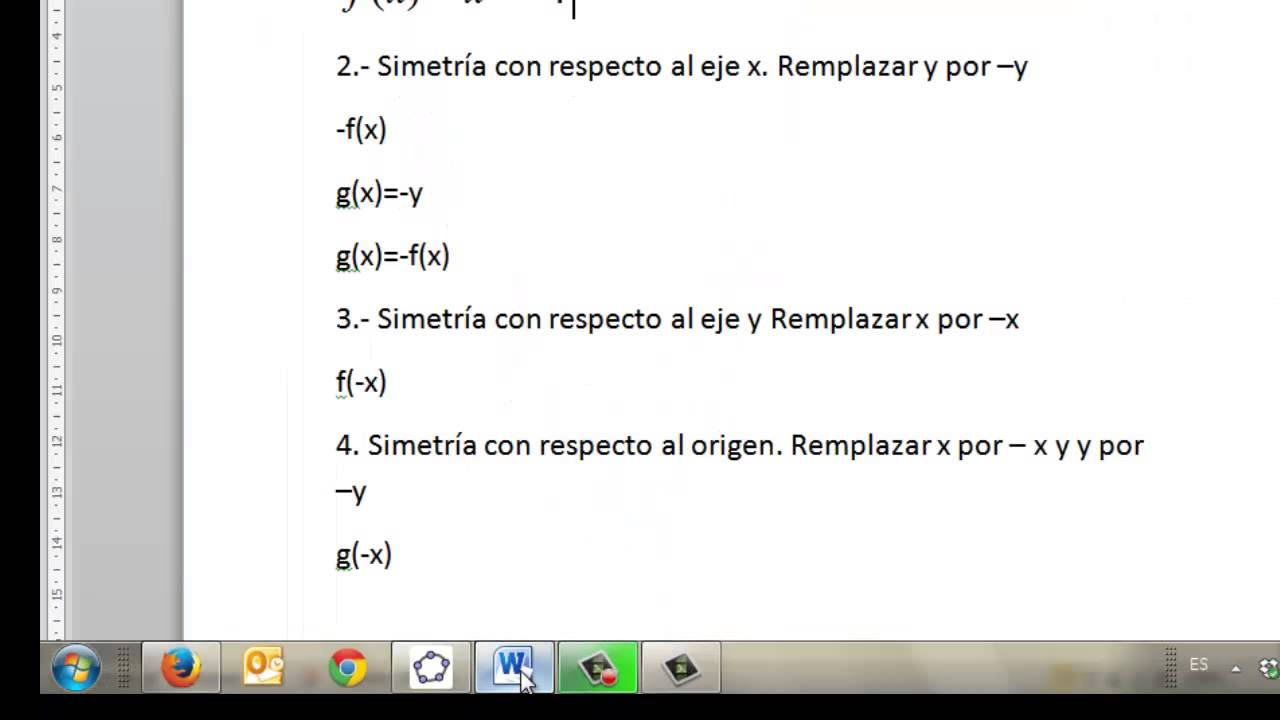 Simetría de funciones, eje x, eje y y origen - YouTube