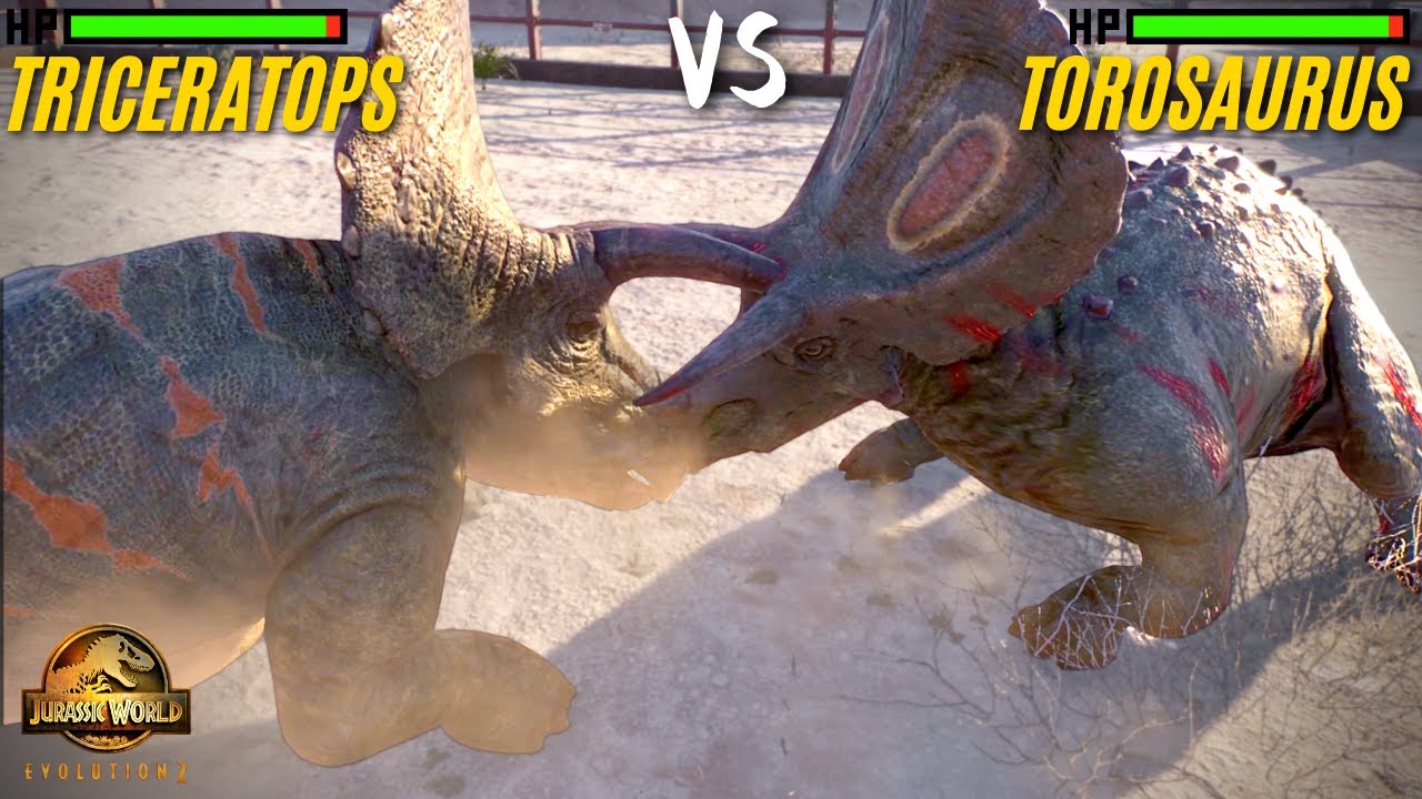 Triceratops vs Torosaurus - Who is Stronger? Jurassic World Evolution 2 ...