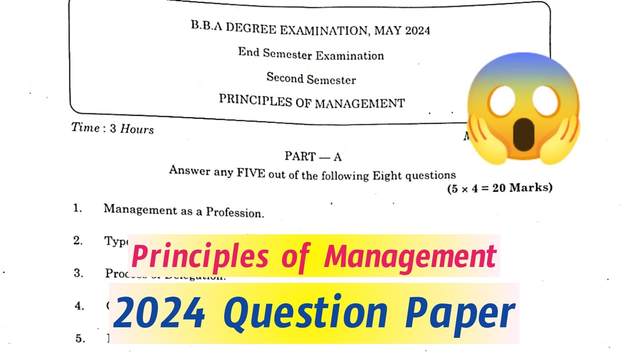 Degree 2Sem Principles of Management Question Paper 2024 Degree 2nd Sem ...
