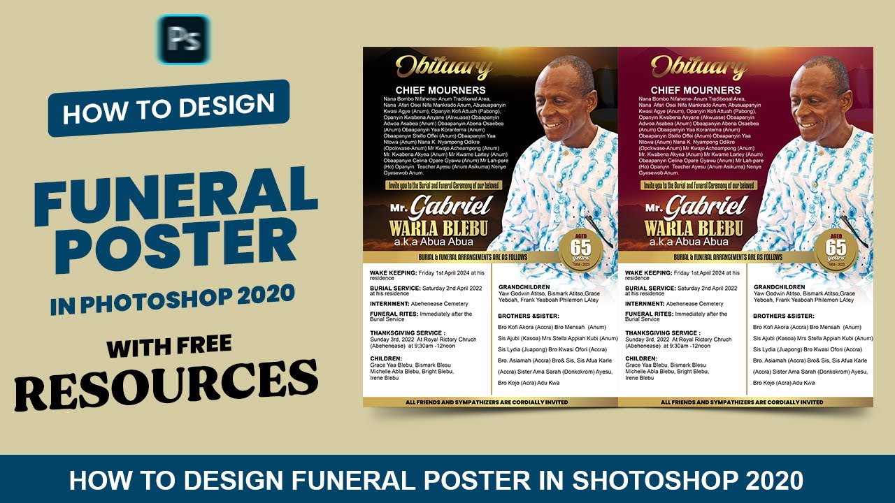 HOW TO DESIGN A FUNERAL POSTER IN PHOTOSHOP - YouTube