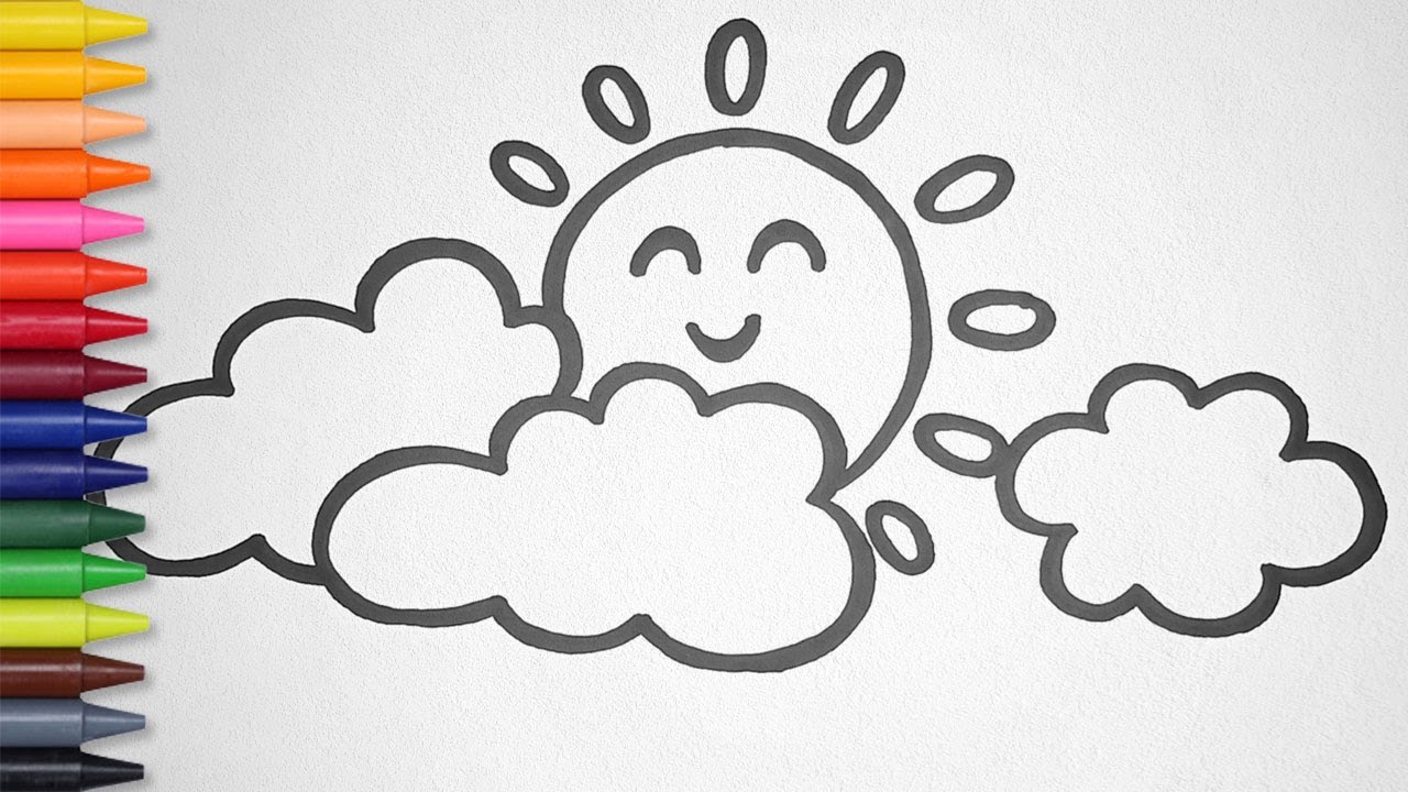 How to Draw Happy Cute Sun and Coloring Page with Crayons | Drawing and ...
