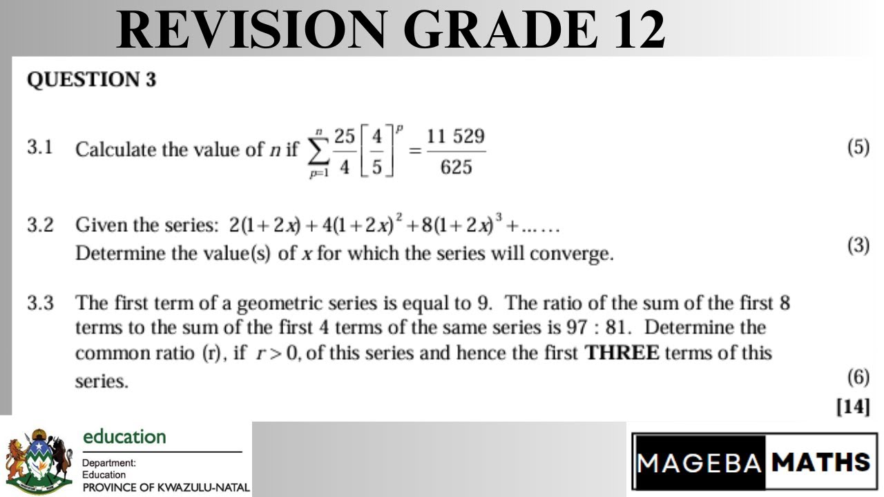 Grade 12 | Revision for March Exams 2025 | Number Pattern | Question 3. ...