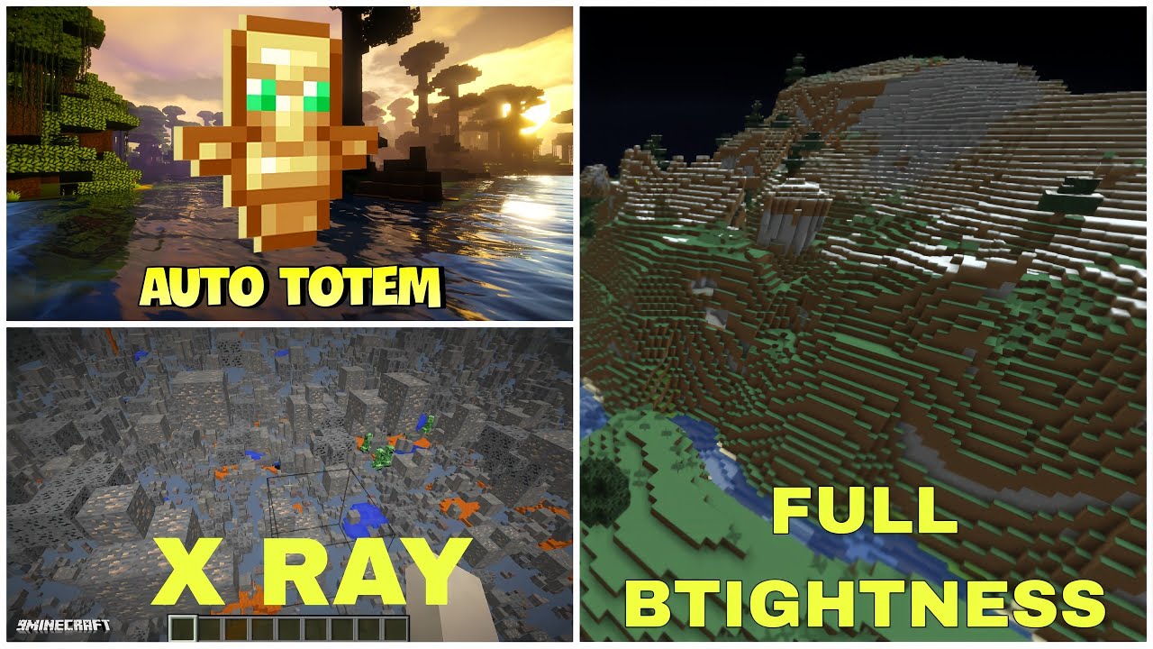 Download Minecraft X- Ray , Auto Totem , Fully Brightness Mod - YouTube