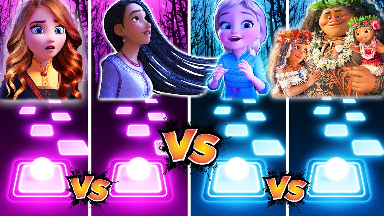 Frozen 3 Anna Vs Wish Asha Vs Baby Elsa Vs Moana 2 Maui - Tiles Hop EDM ...