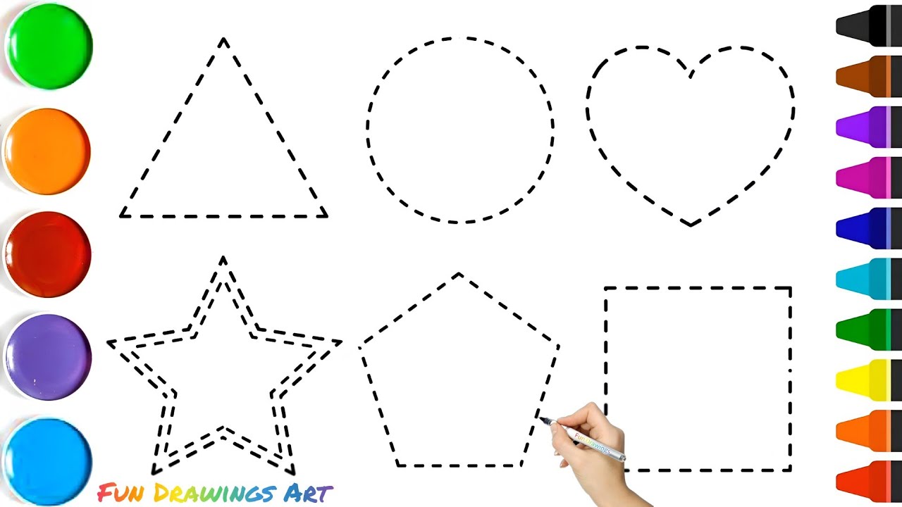 Simple 2D Shapes Drawing 🔵 ️🟩 Step by Step Tutorial - YouTube