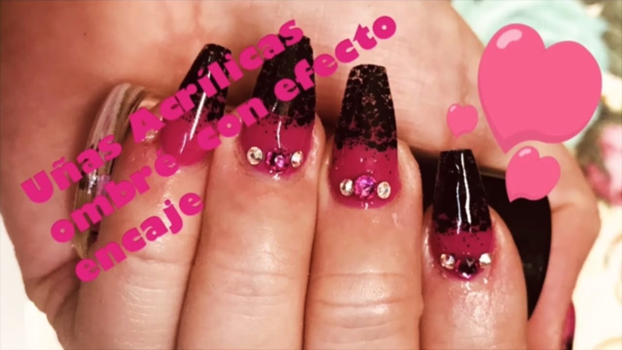 Uñas Acrílicas paso a paso punta coffin con efecto encaje en color rosa ...