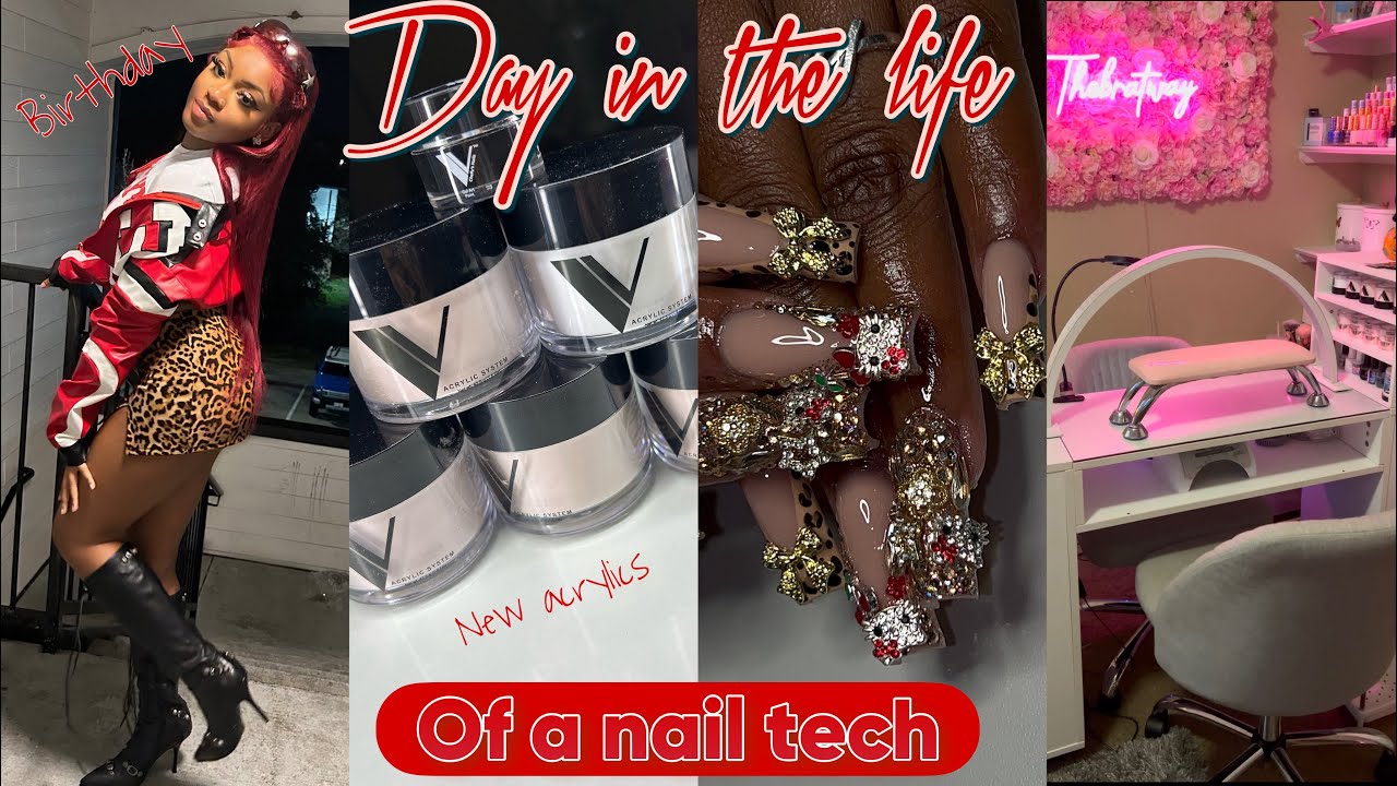 Day in the life of a nail tech, Birthday 🎉, one client nail day 🍒, at ...