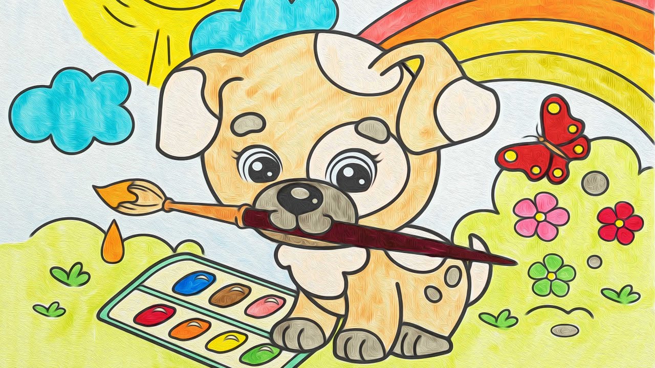 How to color a puppy / Let's color together / - YouTube