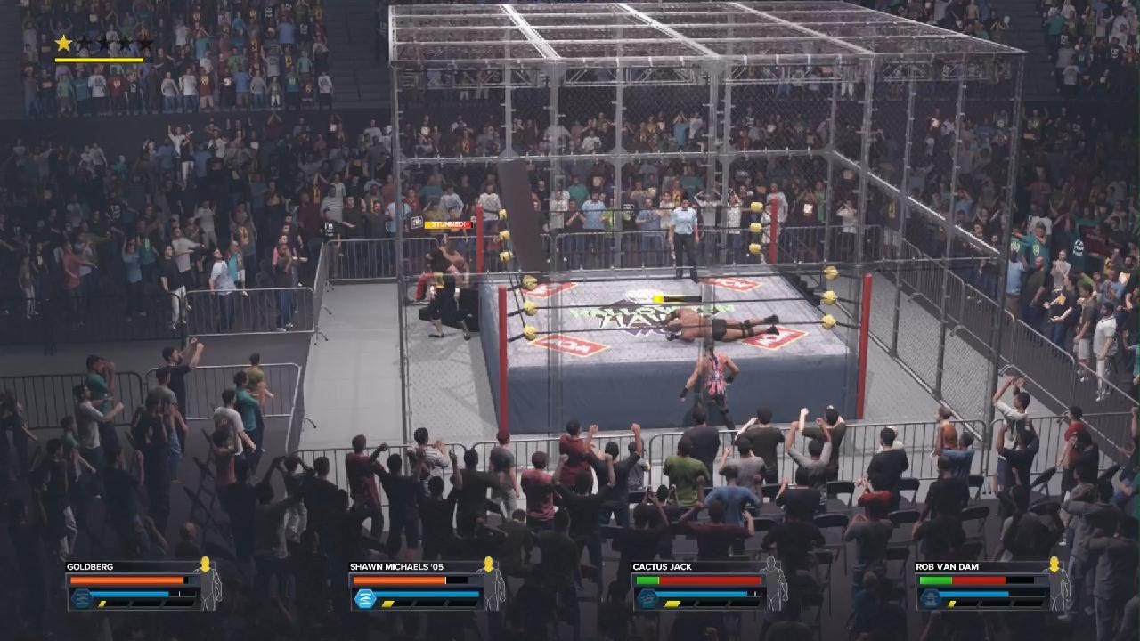 Goldberg vs Mick Foley vs Shawn Michaels vs Rob Van Dam Hell In A CELL ...
