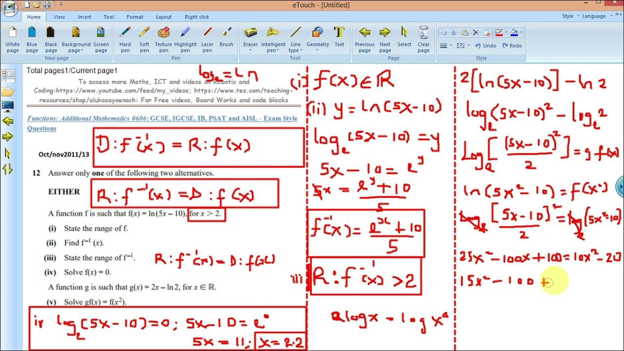 GCSE/IGCSE, AP, IB-HL Exam Style Questions- Functions Part1, Add Maths 0606 - YouTube
