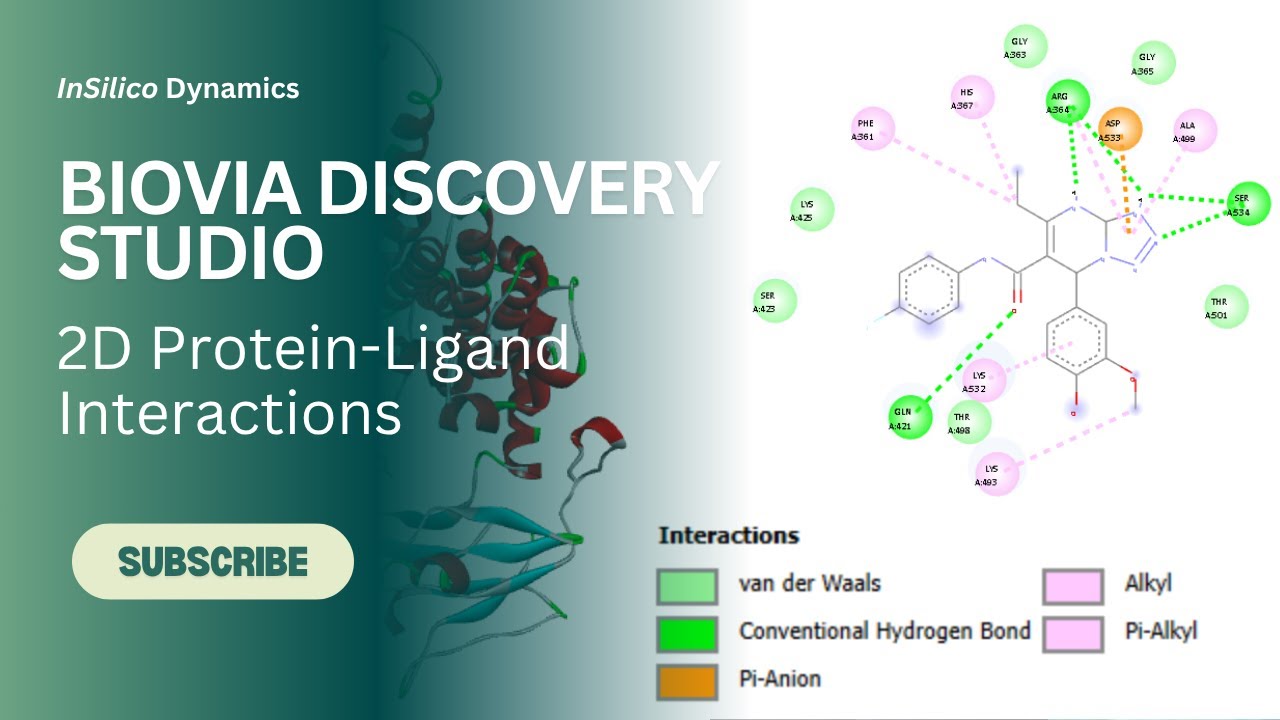 Protein Ligand Interaction 2D figure in Discovery Studio Visualizer tutorial - YouTube