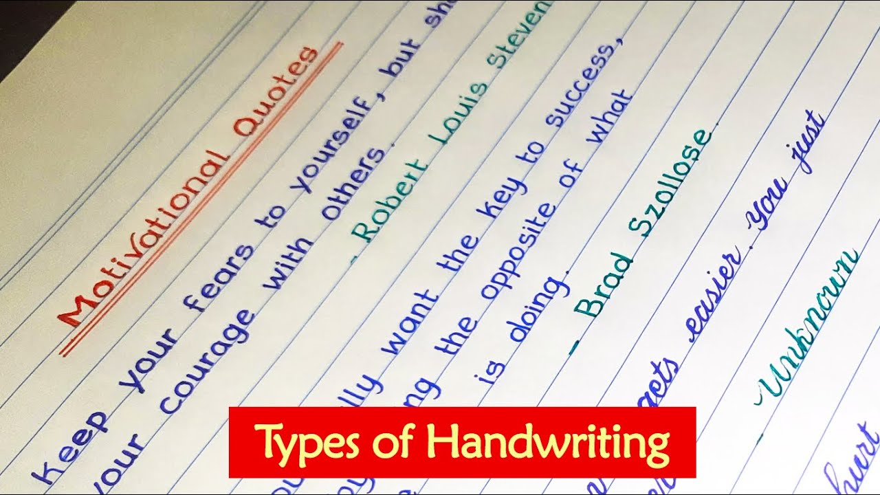 Types of beautiful handwriting with different pens | Motivational ...