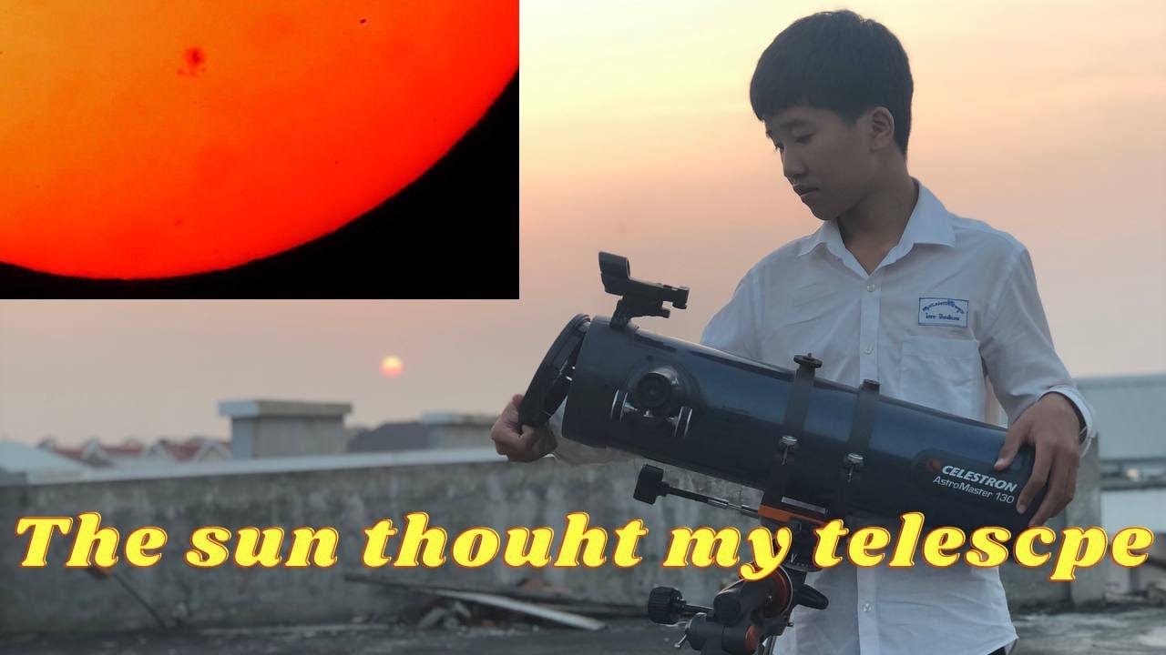 How big is the sun through celestron 130mm eq telescope - YouTube