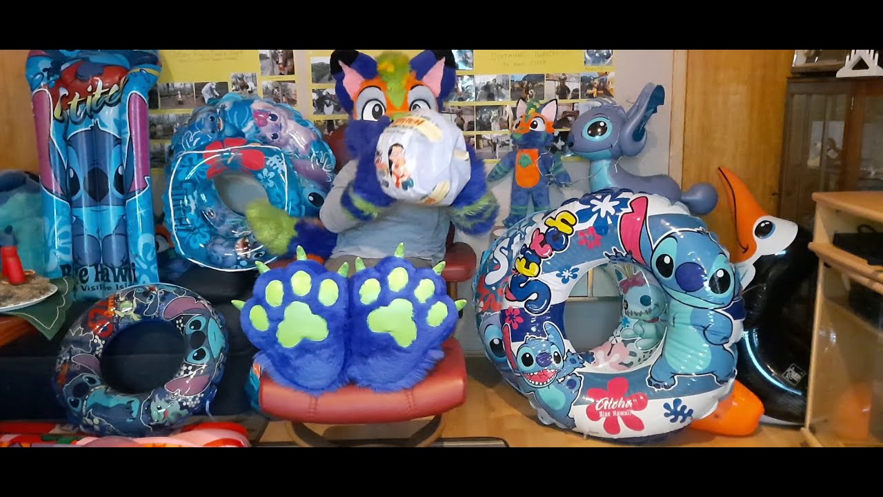 Deflating Inflatable Stitch Pooltoys - YouTube