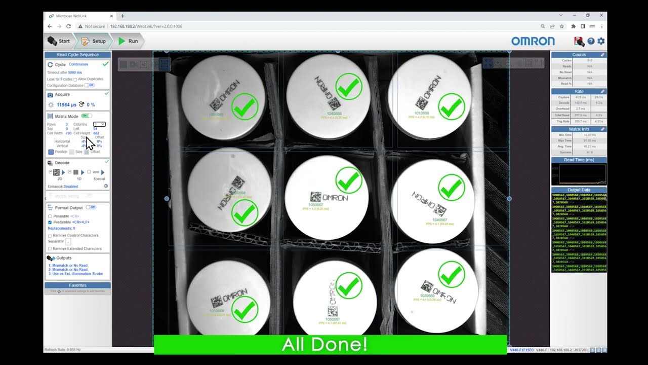 OMRON V440 Code Reader Matrix Demo - YouTube