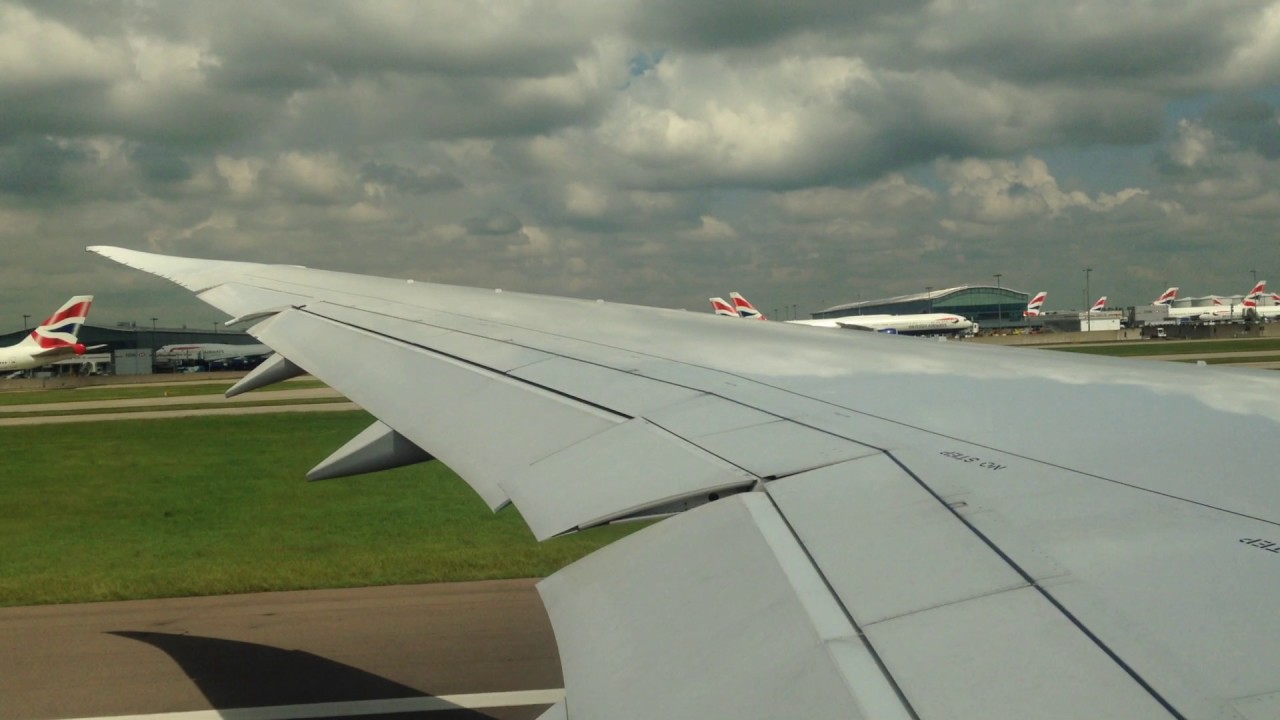 Boeing 787 take off from London Heathrow - Wing view - YouTube
