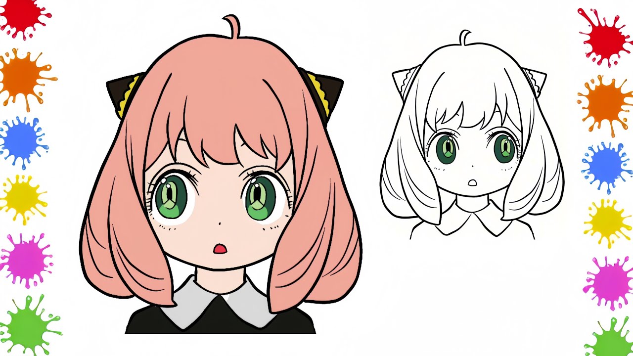 Anya Forger Coloring Page | Anya Tutorial Step by Step For Kids and ...