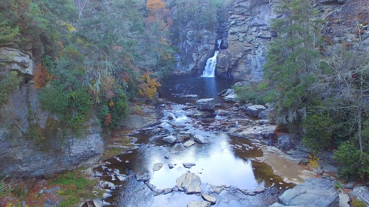 Linville Falls and Gorge area drone vid shows fall colors - YouTube