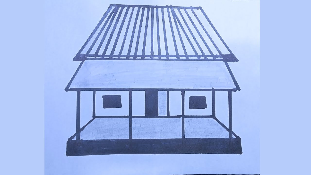 House Drawing | How to draw a Village House step by step | - YouTube