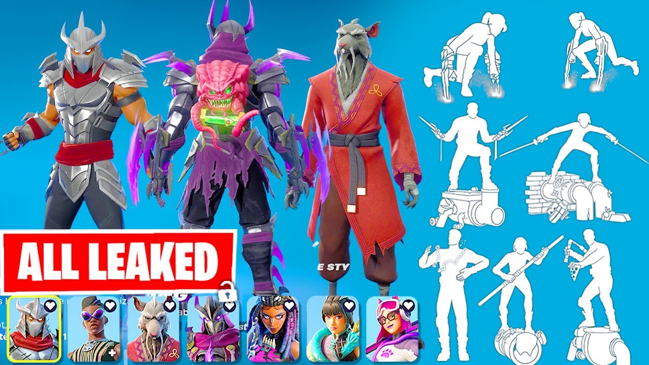 New TMNT & All LEAKED Skins, Emotes, Cosmetics (Update 28.20): Shredder ...