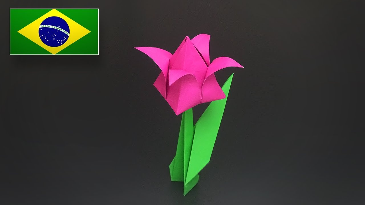 Origami: Tulipa (Tradicional) - Instruções em Português BR - YouTube