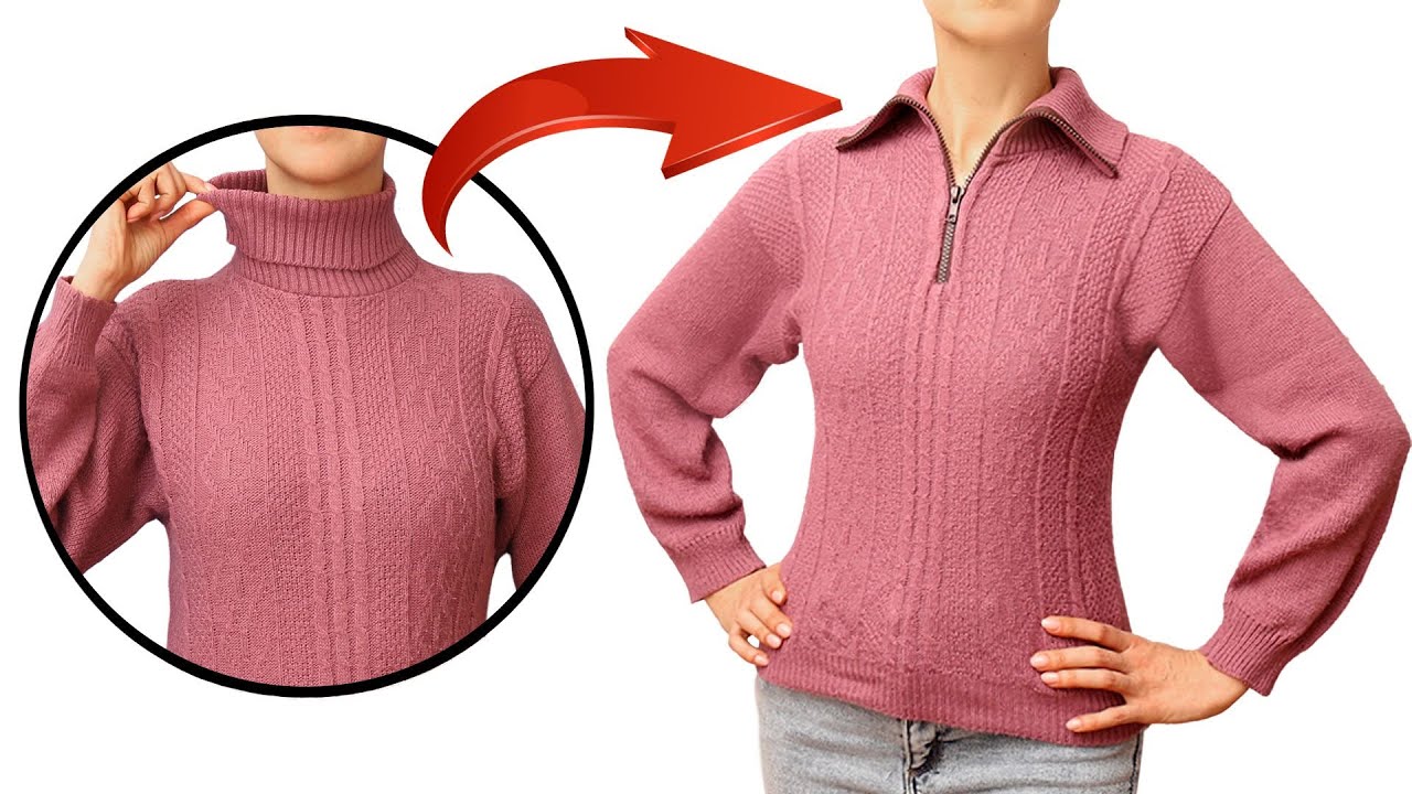 How to alter a tight neckline of the sweater in 5 minutes! - YouTube