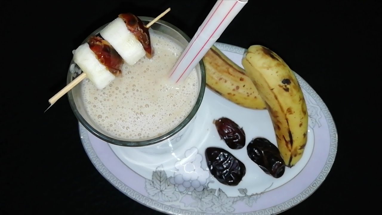 Banana dates milk shake|banana dates smoothie|how to make banana dates ...