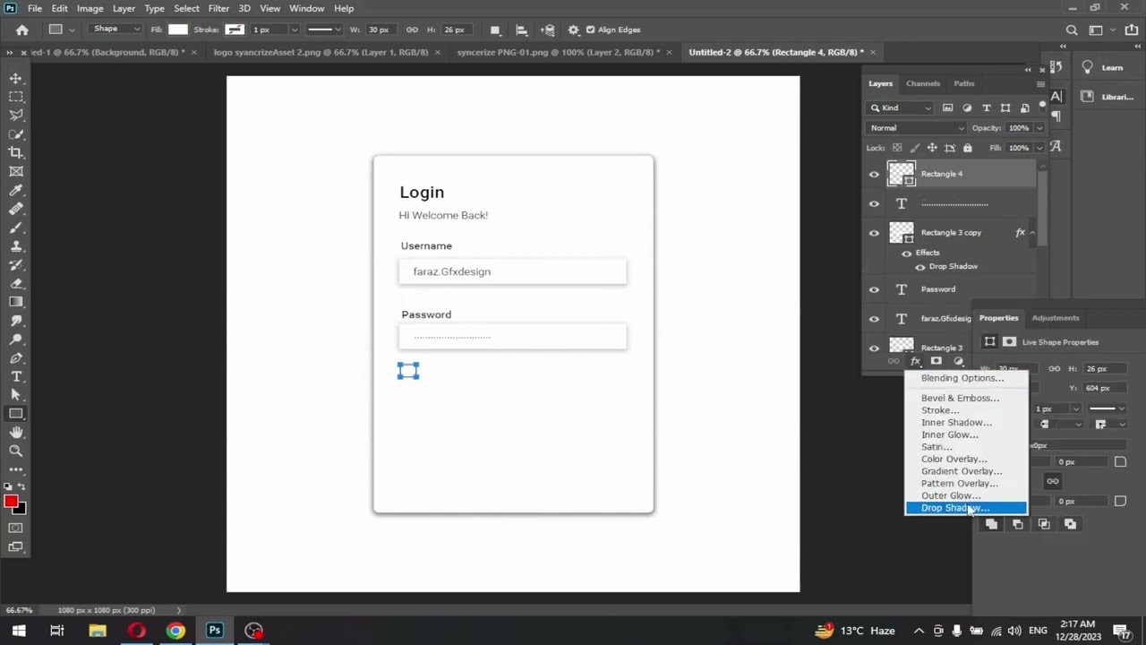 Simple Login Page Design in Photoshop | UI/UX Design | Faraz GFX Design ...
