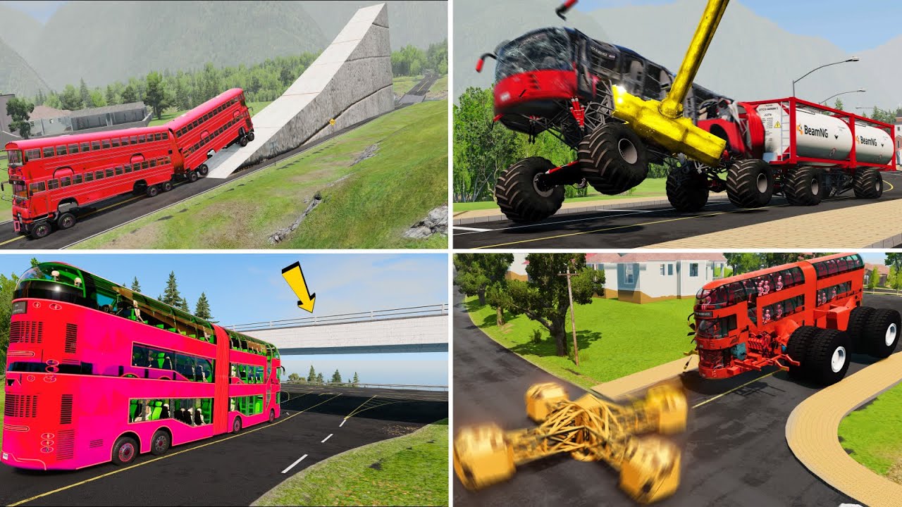 Buses vs Low Bridges, Ramp, Spinning Hammer Compilation. - YouTube